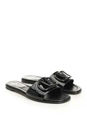 Valentino Garavani Vlogo Signature Patent Leather Slide Sandals
