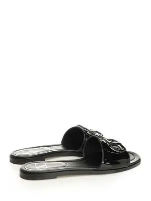Valentino Garavani Vlogo Signature Patent Leather Slide Sandals