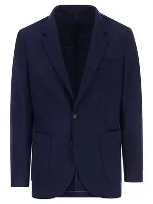 Brunello Cucinelli Brunello Cucinelli Men Cashmere Jersey Blazer With Patch Pockets Blue