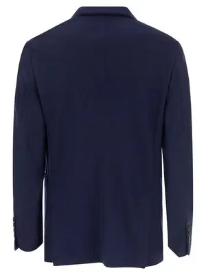Brunello Cucinelli Cashmere Jersey Blazer With Patch Pockets - Blue