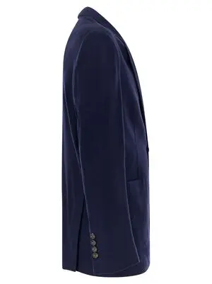 Brunello Cucinelli Cashmere Jersey Blazer With Patch Pockets - Blue