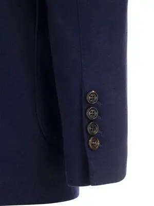 Brunello Cucinelli Cashmere Jersey Blazer With Patch Pockets - Blue