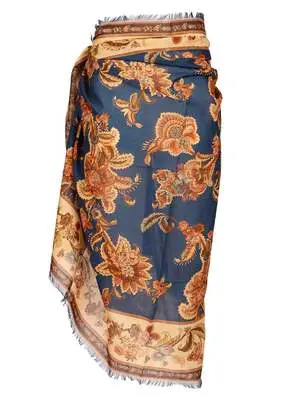 Zimmermann Printed Cotton Pareo With Fringe