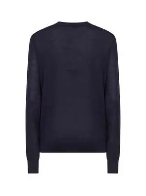 TOTEME Midnight Blue Merino Wool And Silk Fine Knit Sweater - Multicolor