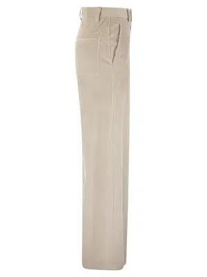 Brunello Cucinelli Fluid Corduroy Sartorial Track Trousers With Jewellery Embellishment - Multicolor