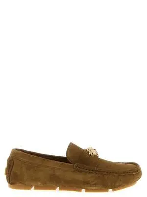 Versace VERSACE La Medusa Suede Loafers Brown