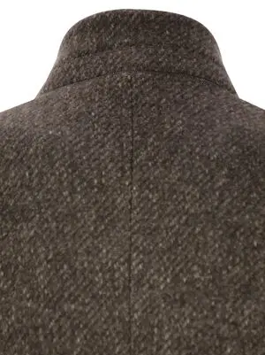 Brunello Cucinelli Wool And Cashmere Diagonal Mélange Coat With Belt