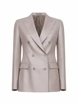 Tagliatore TAGLIATORE Beige Wool, Silk, And Linen Double-Breasted Blazer Multicolor