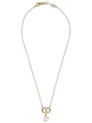 Valentino Garavani Bronze Ovalette Logo Necklace - Gold