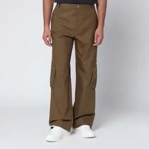 Off-White Cargo Trousers With Logo Detail - Green