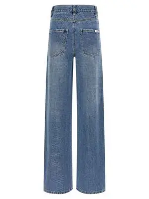 SELF-PORTRAIT Rhinestone Embellished Straight Leg Jeans