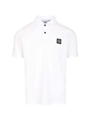 Stone Island Cotton Short-sleeved Polo Shirt - White