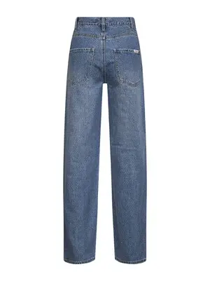 SELF-PORTRAIT Rhinestone Embellished Straight Leg Jeans
