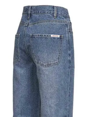 SELF-PORTRAIT Rhinestone Embellished Straight Leg Jeans