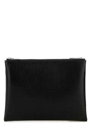 Alexander McQueen Leather Pouch With Silver Metal Finishing