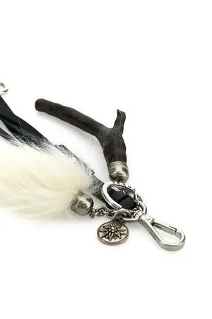 Prada Leather Key Ring With Charms - Black