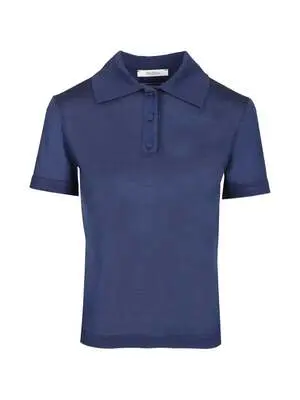Max Mara Silk Jersey Polo Shirt - Blue