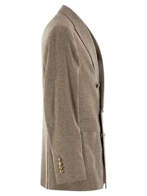 Brunello Cucinelli One-and-a-half Breasted Deconstructed Jacket In Checked Flannel - Cream
