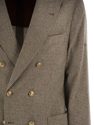 Brunello Cucinelli One-and-a-half Breasted Deconstructed Jacket In Checked Flannel - Cream