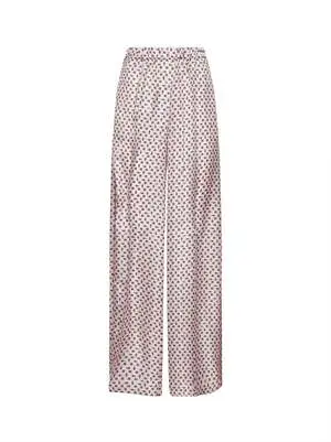 Max Mara MAX MARA Pink Printed Silk Twill Wide Leg Trousers Multicolor