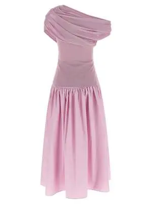 SELF-PORTRAIT Draped Knit Midi Dress