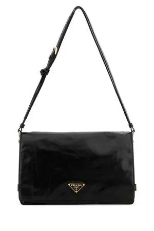 Prada PRADA Medium Leather Shoulder Bag Black