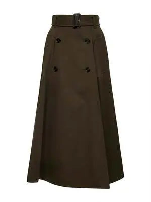 Burberry Juniper Green Gabardine Midi Trench Skirt - Multicolor
