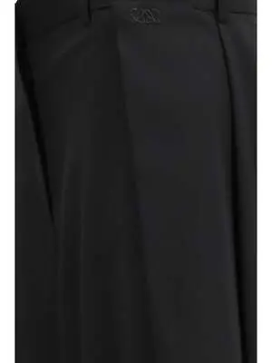Loewe Draped Wool Trousers With Embroidered Logo - Black