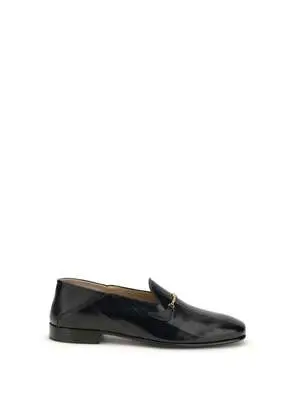 Valentino Garavani Eel Skin And Nappa Leather Loafers With Vlogo Chain - Black