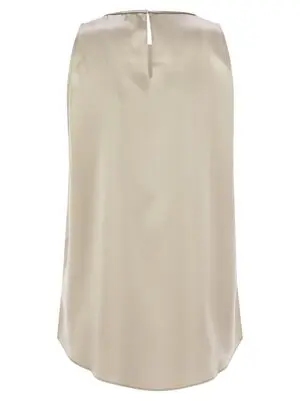 Brunello Cucinelli Stretch Silk Satin Top With Jewel Detail - Cream