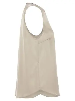 Brunello Cucinelli Stretch Silk Satin Top With Jewel Detail - Cream