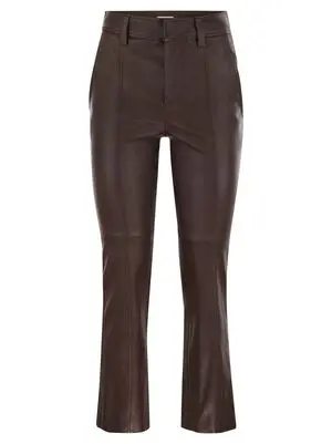 Brunello Cucinelli Stretch Nappa Leather Square Cigarette Trousers With Jewellery Embellishment - Multicolor