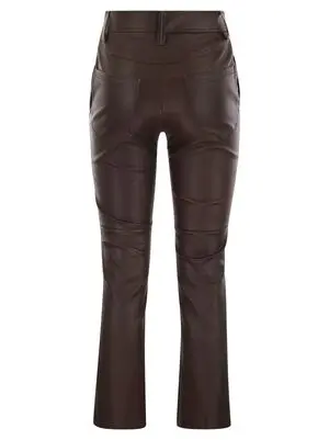 Brunello Cucinelli Stretch Nappa Leather Square Cigarette Trousers With Jewellery Embellishment - Multicolor