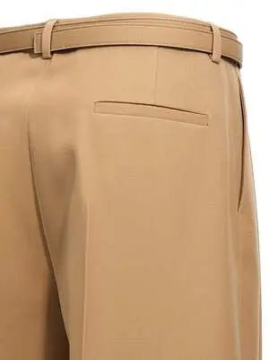 JIL SANDER Wool Gabardine Belted Wide-leg Pants