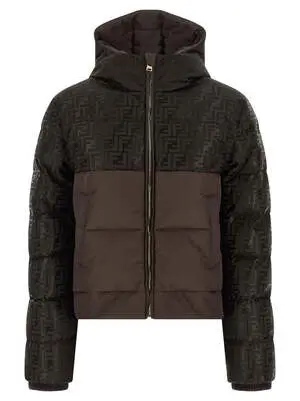 Fendi Ff Jacquard Nylon Down Jacket With Hood