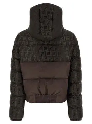 Fendi Ff Jacquard Nylon Down Jacket With Hood
