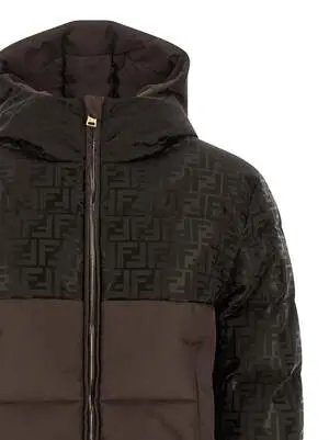 Fendi Ff Jacquard Nylon Down Jacket With Hood