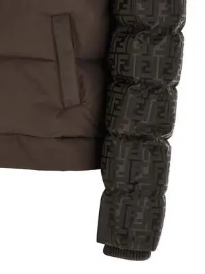 Fendi Ff Jacquard Nylon Down Jacket With Hood