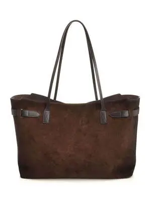 Balenciaga Bel Air Large Tote Bag In Suede Calfskin - Brown