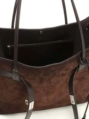 Balenciaga Bel Air Large Tote Bag In Suede Calfskin - Brown