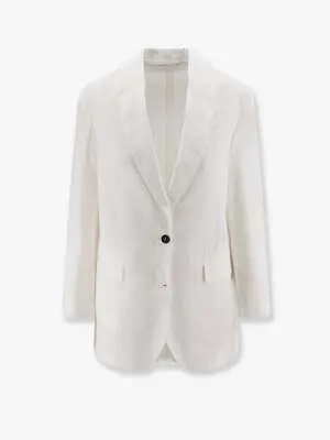 Brunello Cucinelli White Cotton Blazer - Multicolor
