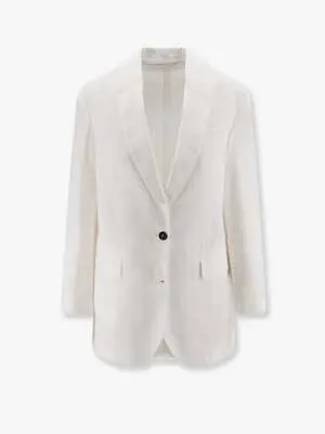 Brunello Cucinelli Brunello Cucinelli White Cotton Blazer Multicolor