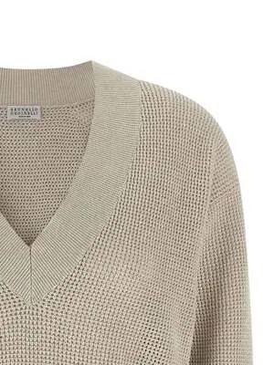 Brunello Cucinelli Ribbed Striped Cotton Sweater
