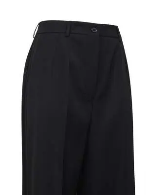 Dolce & Gabbana Black Wool Gabardine Straight Trousers - Multicolor