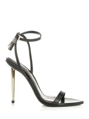 TOM FORD Padlock Leather Stiletto Sandals - Black