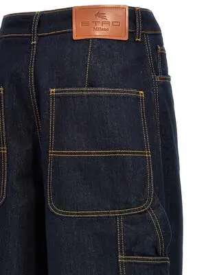 Etro Sparkling Effect Wide Leg Jeans - Blue