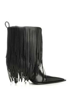 Balenciaga Avenue Fringe Ankle Boots - Black