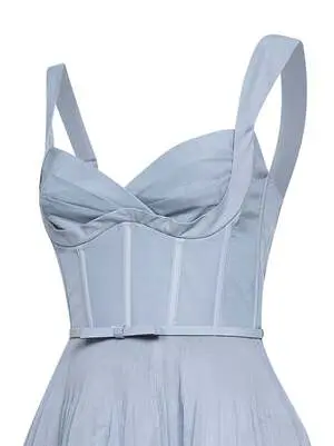 Zimmermann Steel Blue Pleated Mini Dress