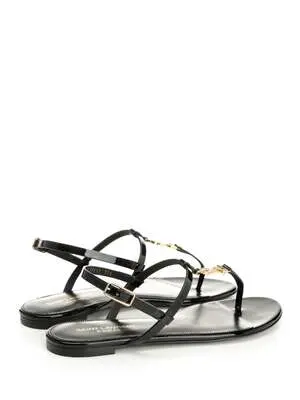 Saint Laurent Cassandra Flat Sandals - Black