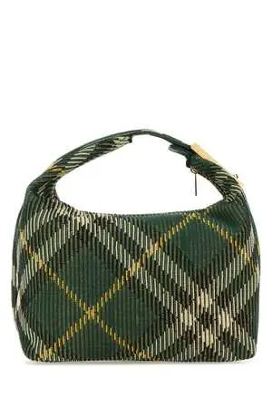 Burberry Green Plaid Patterned Hobo Bag - Multicolor